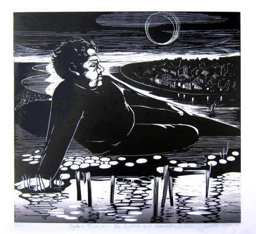 Judith Stroud ‘Dylan Thomas, The lulled and dumbfound town’ Linocut ...