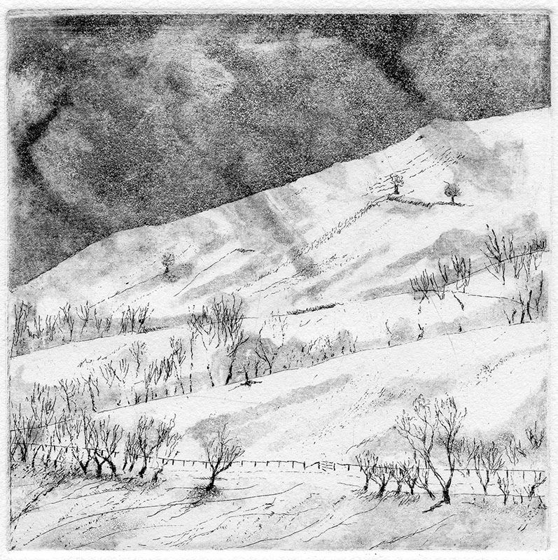 David La Grange ‘Beacons Winter’ Etching | Swansea Print Workshop